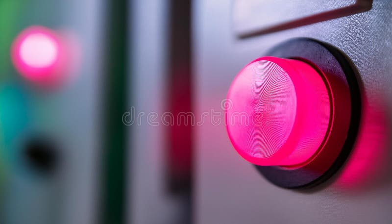Neon Pink Button on Control Panel. Modern Equipment Stock Illustration ...