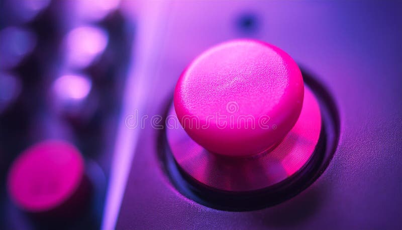 Neon Pink Button on Control Panel. Modern Equipment Stock Illustration ...