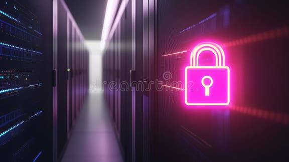 The Neon Pink Digital Lock Symbol is a Representation of Cybersecurity ...