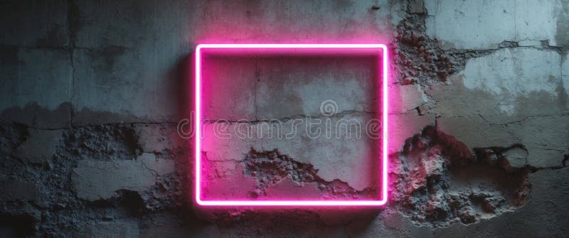 Neon Pink Frame on Textured Concrete Wall. Stock Photo - Image of ...