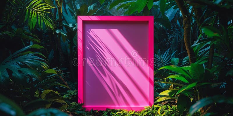 Neon Pink Frame Tropical Jungle Setting Stock Photos - Free & Royalty ...
