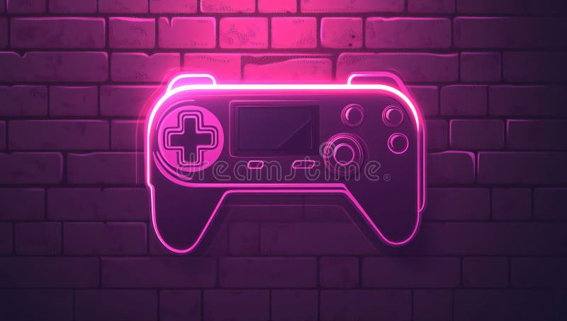 Neon Pink Game Controller on Brick Wall Background High Quality Image ...