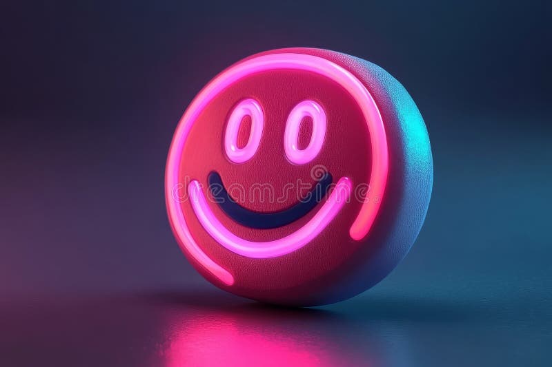 Neon Pink Glowing Smiley Face Symbolizing Positivity Creativity and ...