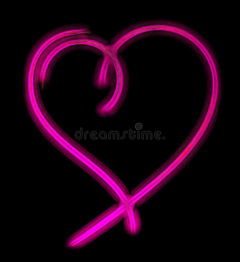Neon Pink Heart on Black Background Stock Illustration - Illustration ...