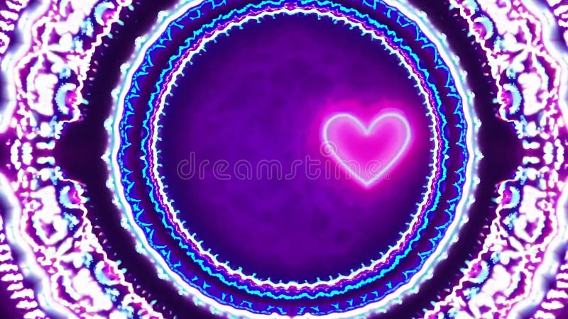 Neon Pink Heart Pulsing with Colorful Abstract Background Stock Footage ...