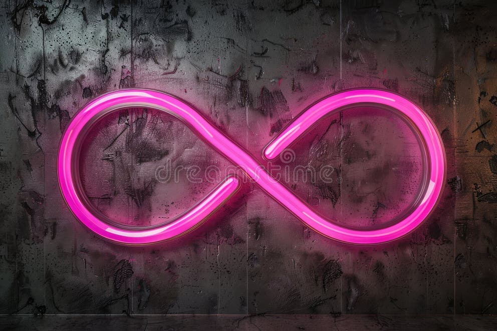 Neon Pink Infinity Symbol on Grey Wall. AI Generated Stock Photo ...