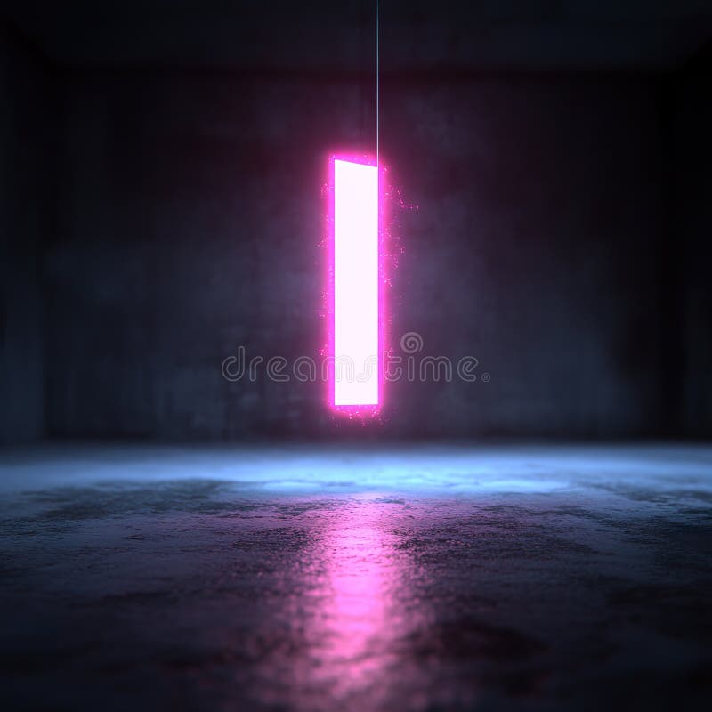 Neon Pink Light Bar Glowing in Dark Industrial Space Stock Image ...