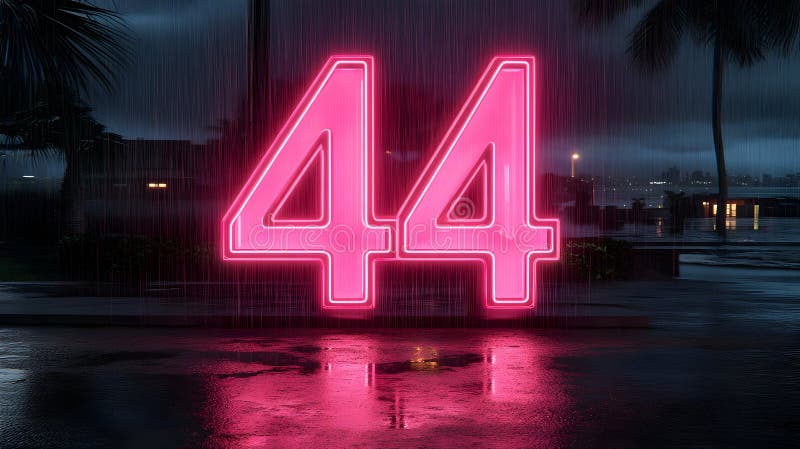 Neon Pink Number 44 3D Render Illustration Stock Illustration ...