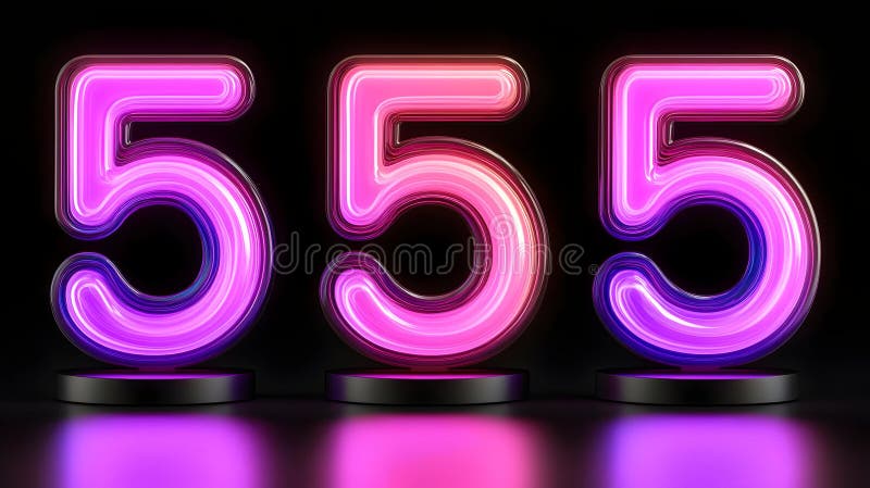 Neon Pink and Purple Number 5 Illustration Stock Illustration ...