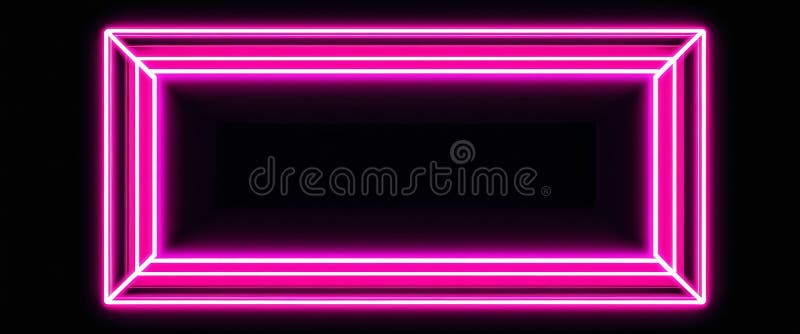 Neon Pink Rectangular Frame with Light Laser Border for Fluorescent ...