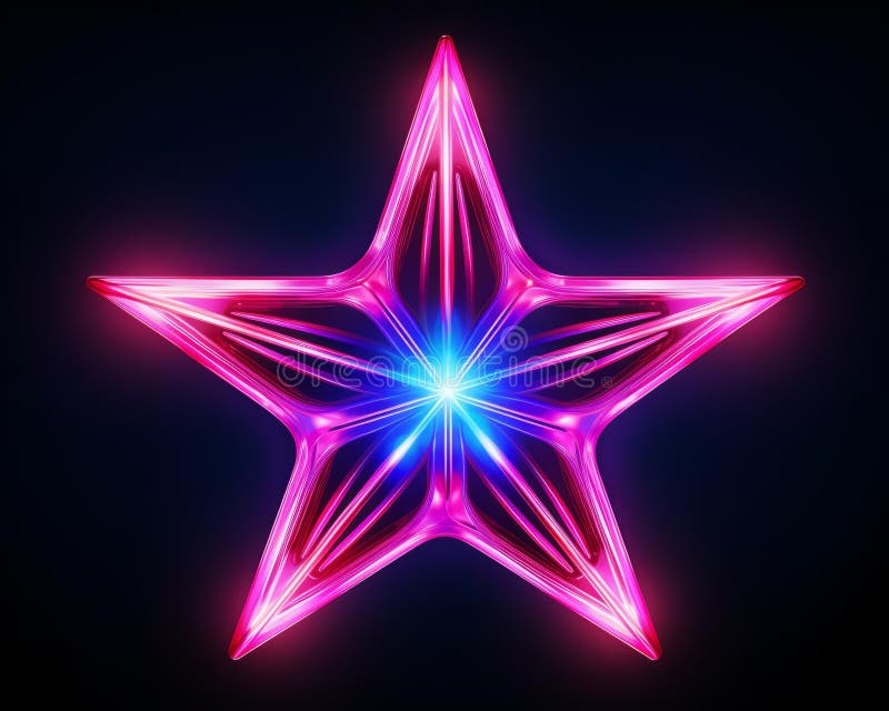 Neon Pink Star on Black Background Stock Illustration - Illustration of ...