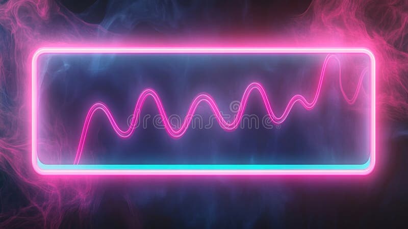 Neon Pink Wavy Line Showing Progress within Glowing Frame on Smoky ...