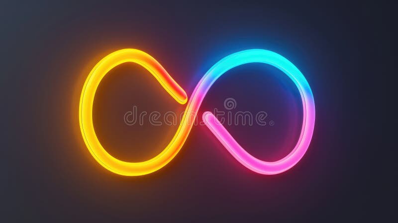 Neon Pink, Yellow and Blue Infinity Symbol on Black Background. AI ...