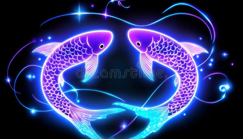 Neon Pisces Two Fish in Harmonious Fluid Motion, a Digital Artwork on ...