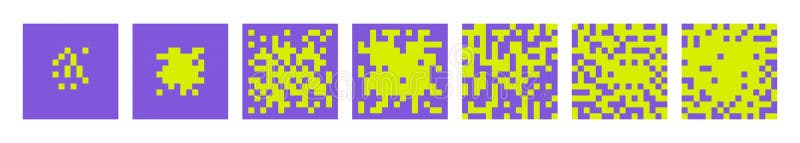 Neon Pixels Trend, Square Composition, QR - Pattern, Abstract, Minimal ...