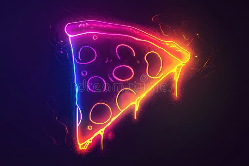 Neon Pizza Slice Logo Design Stock Illustration - Illustration of ...
