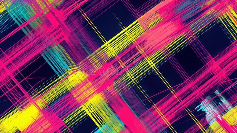 Neon Plaid Pattern in Abstract Style Stock Image - Image of pink ...
