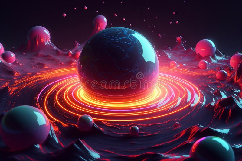 Neon Planets of Space. Fantastic Space Stock Illustration ...