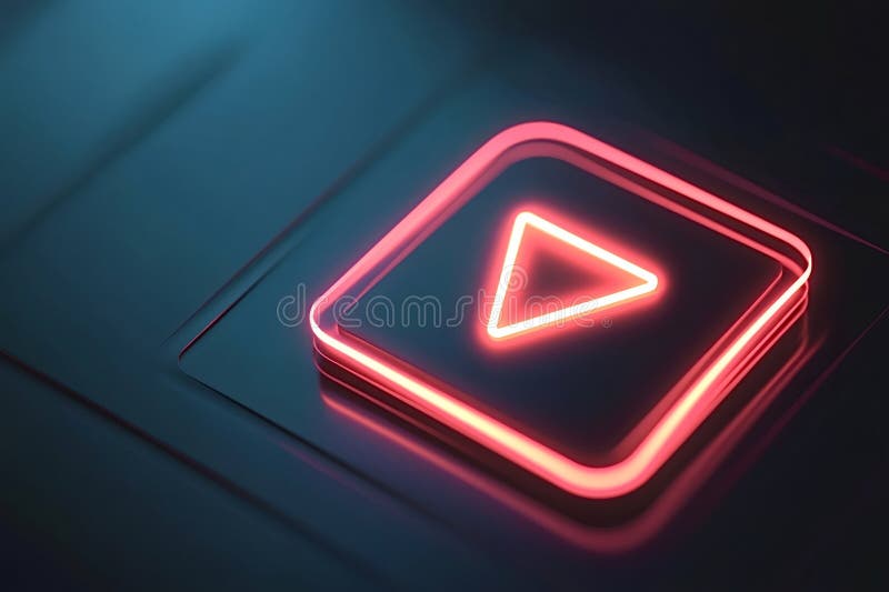 Neon Play Button Glowing on Dark Background Symbolizing Online Video Streaming Stock Photo ...
