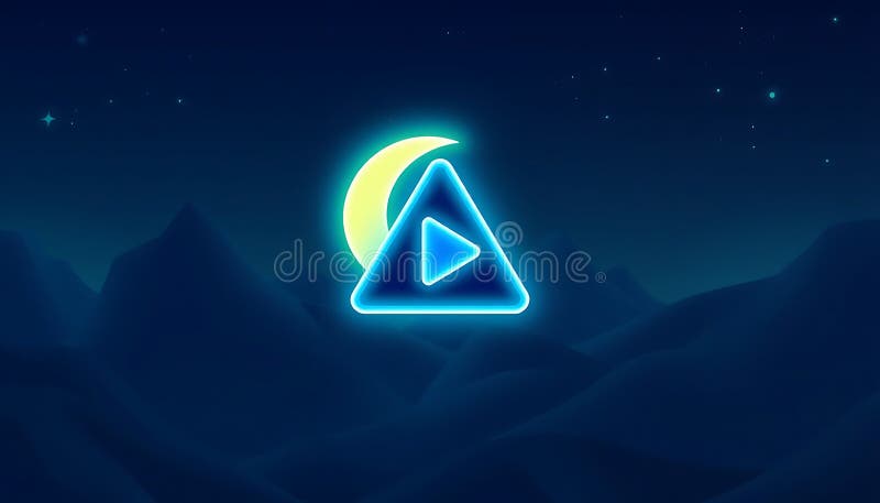 Neon Play Button Icon, Modern Media Player and Digital Interface ...