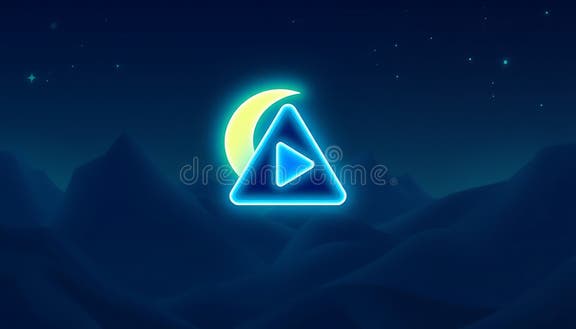 Neon Play Button Icon, Modern Media Player and Digital Interface ...