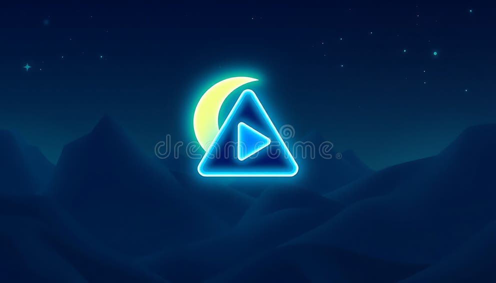 Neon Play Button Icon, Modern Media Player and Digital Interface ...