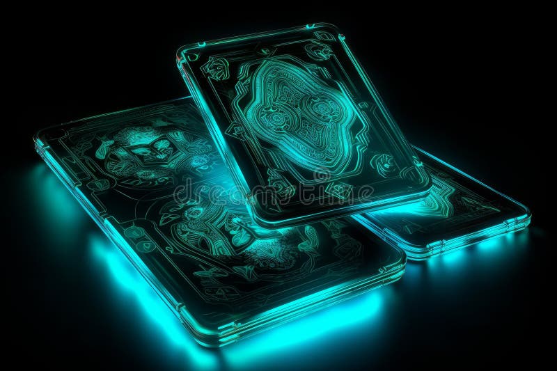Neon Play Cards. Generate Ai Stock Illustration - Illustration of deck ...