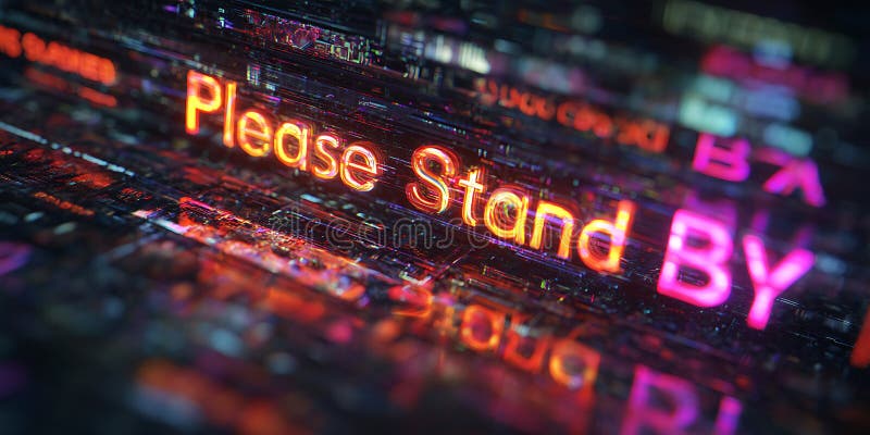 Neon Please Stand by Message Striking Abstract Background for Digital ...