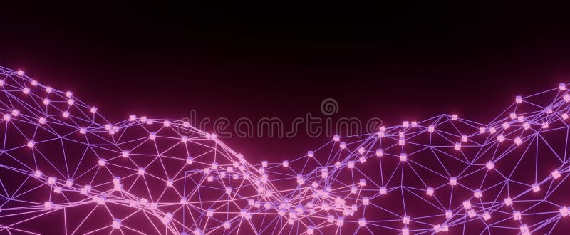 Neon Plexus Network with Cubes Background Stock Illustration ...
