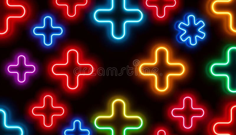 Neon Plus Sign Pattern, Suitable for Modern Backgrounds and Tech Themes ...