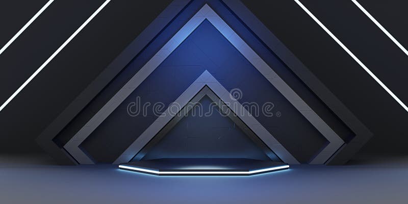 Neon Podium Laser Light Technology Background Science Fiction Interior ...