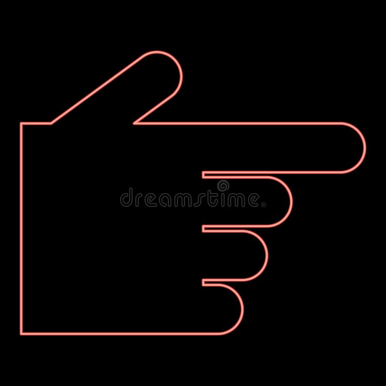 Neon Pointing Hand Red Color Vector Illustration Image Flat Style Stock ...