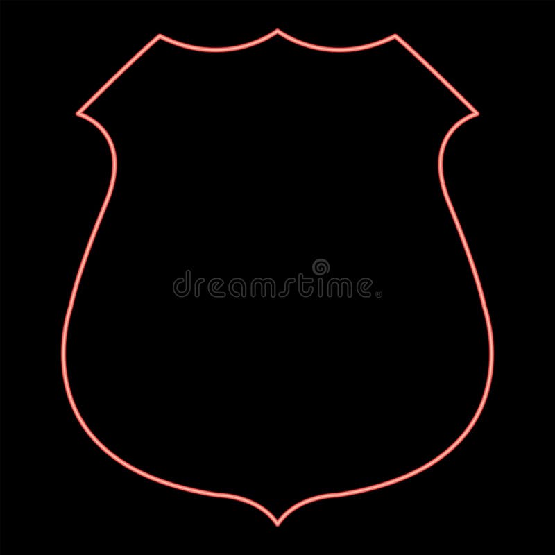 Neon Police Badge Red Color Vector Illustration Flat Style Image Stock ...