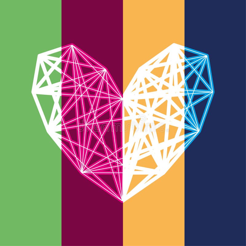 Neon polygon heart stock vector. Illustration of frame - 254877911