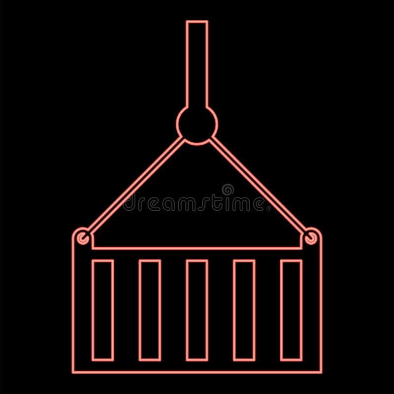 Neon Port Container on Cable Pulley Freight Export Import Shipping ...