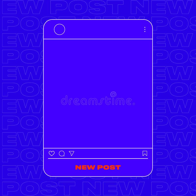 Neon Post Stroke. Bright Blue Interface for New Publication in Social ...