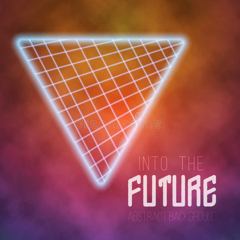Retro Disco 80s Neon Poster Made in Tron Style with Triangles, F Stock ...
