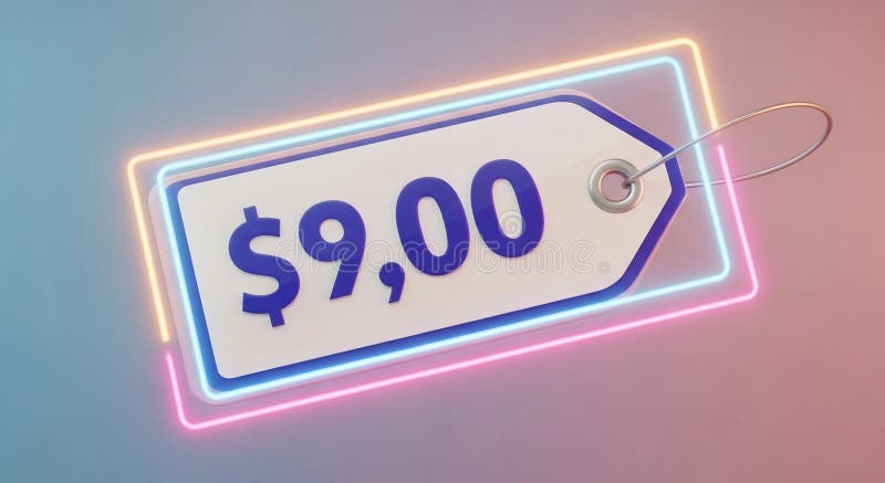 Neon Price Tag - $9.00 stock illustration. Illustration of commercial ...