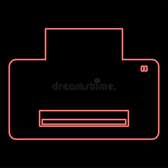 Neon Printer Red Color Vector Illustration Flat Style Image Stock ...