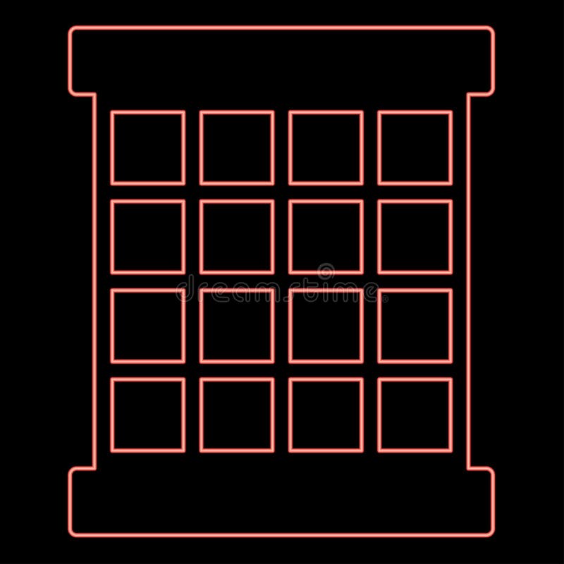 Neon Prisoner Window Grid Grate Prison Jail Concept Red Color Vector ...