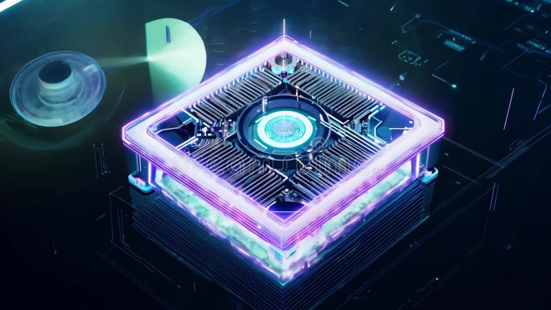 Neon Processor Shows Innovative Technology Futuristic Style, Processor ...