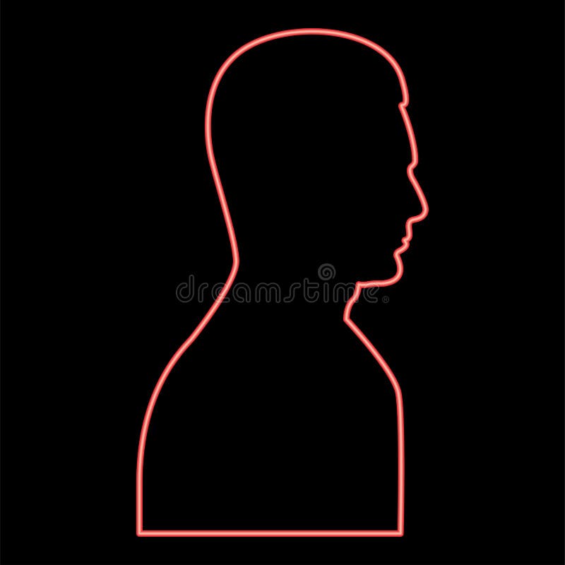 Neon Profile Side View Portrait Red Color Vector Illustration Image ...