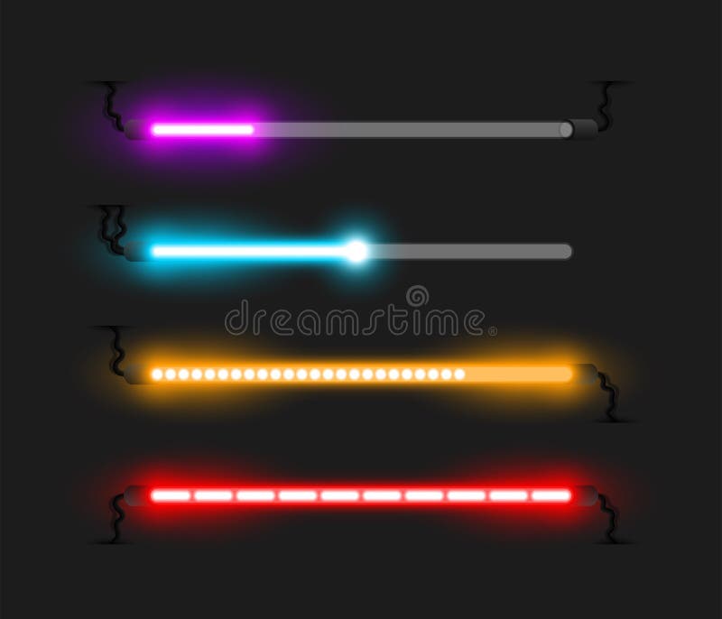 Neon Progress Bars and Loaders Vector Illustration Stock Vector ...