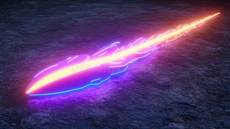 Neon Projectile Streaking Across a Dark Surface Stock Image - Image of ...