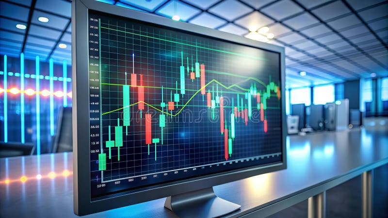 Neon Pulse an Interactive Uptrend Candlestick Chart on a Touchscreen ...
