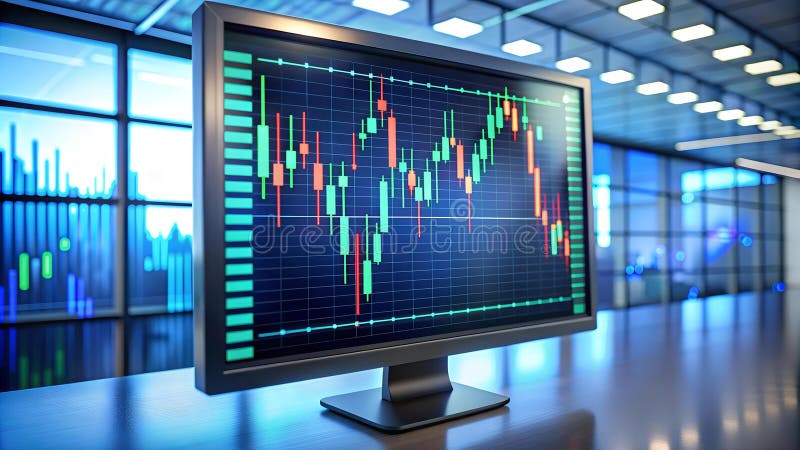 Neon Pulse an Interactive Uptrend Candlestick Chart on a Touchscreen ...