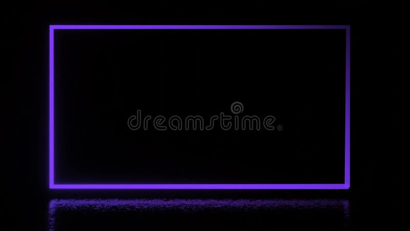 Neon Purple Green Rectangular Frame with Shining Effects on Black ...