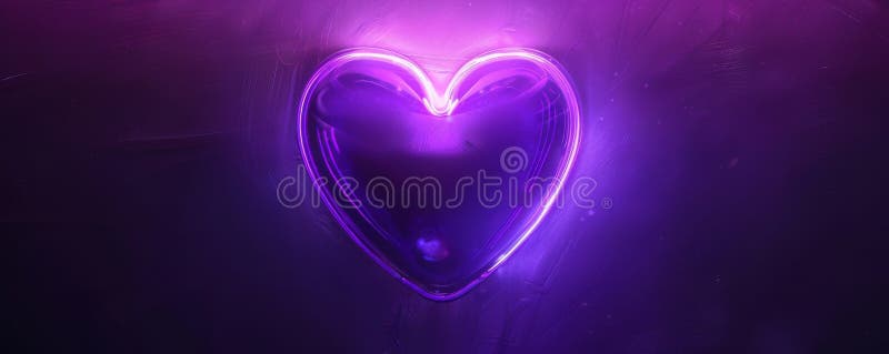 Neon Purple Heart Glowing Against a Dark Textured Background Stock ...