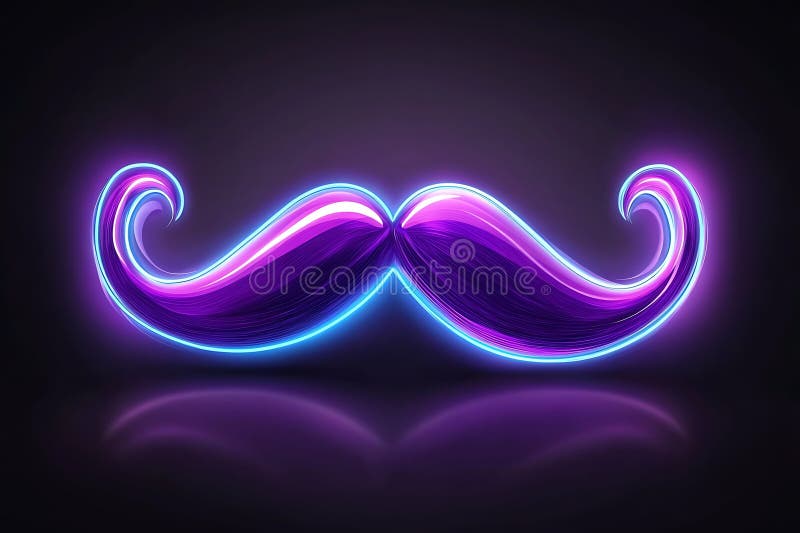 Neon Purple Mustache with Blue Outline Glow Stock Illustration ...