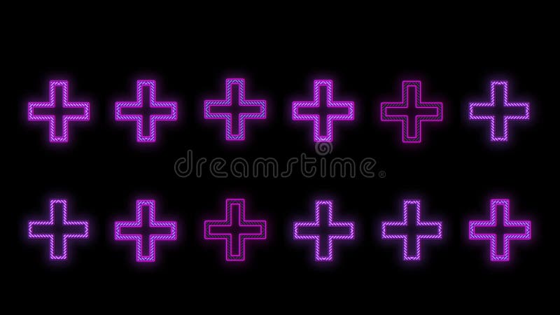 Neon Purple Plus Sign Pattern on Black Gradient Stock Video - Video of ...